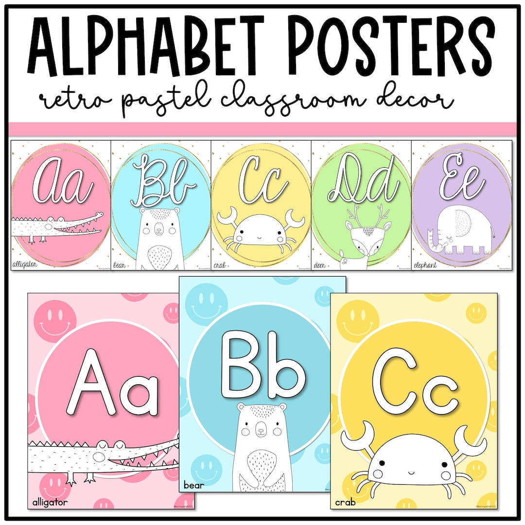 Retro Pastel Alphabet Posters | Classroom Decor - Etsy