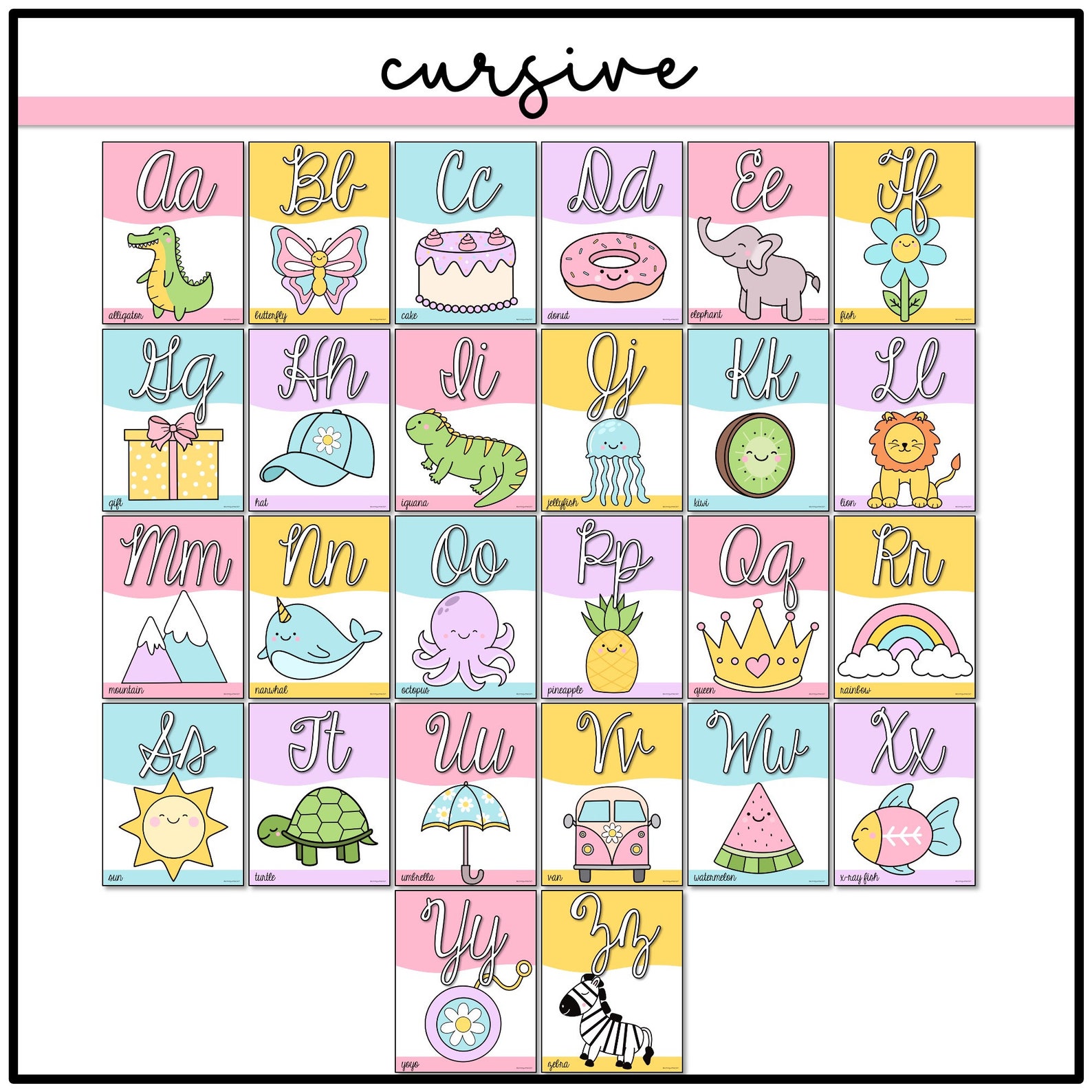 Pastel Dreams Alphabet Posters | Calm Classroom Decor - Etsy