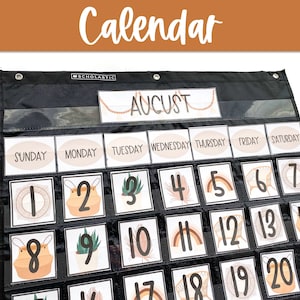 MODERN BOHO Calendar Pocket Chart Desert Neutral Classroom Decor - Etsy