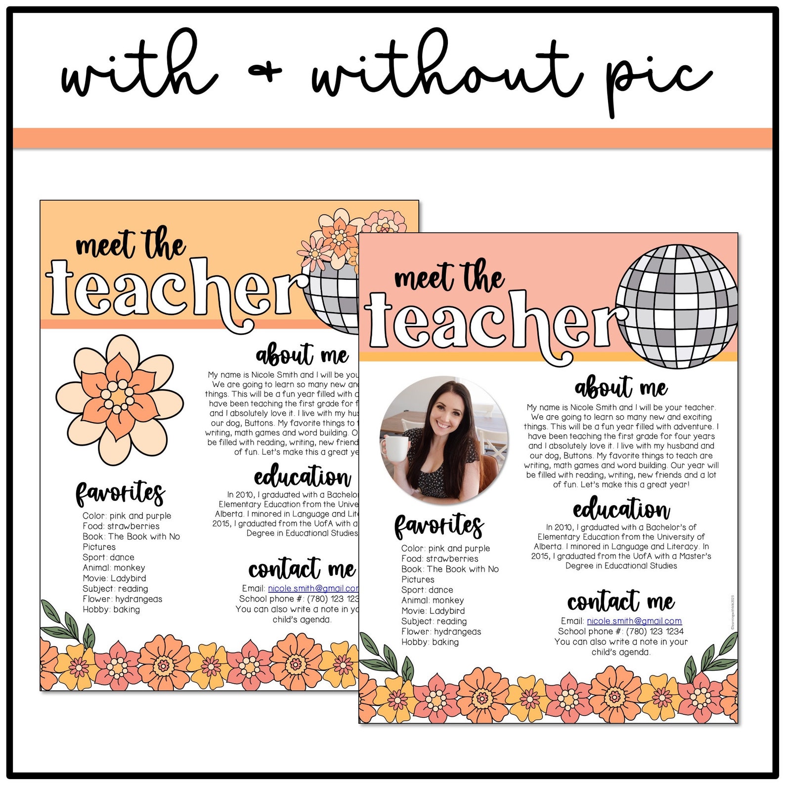Disco Floral Meet the Teacher | Teacher Introduction Letter | Retro - Etsy