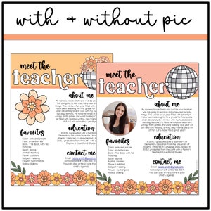 Disco Floral Meet the Teacher | Teacher Introduction Letter | Retro - Etsy