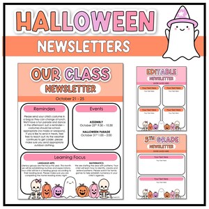 Halloween Classroom Newsletter Template | Pastel | Editable | October ...
