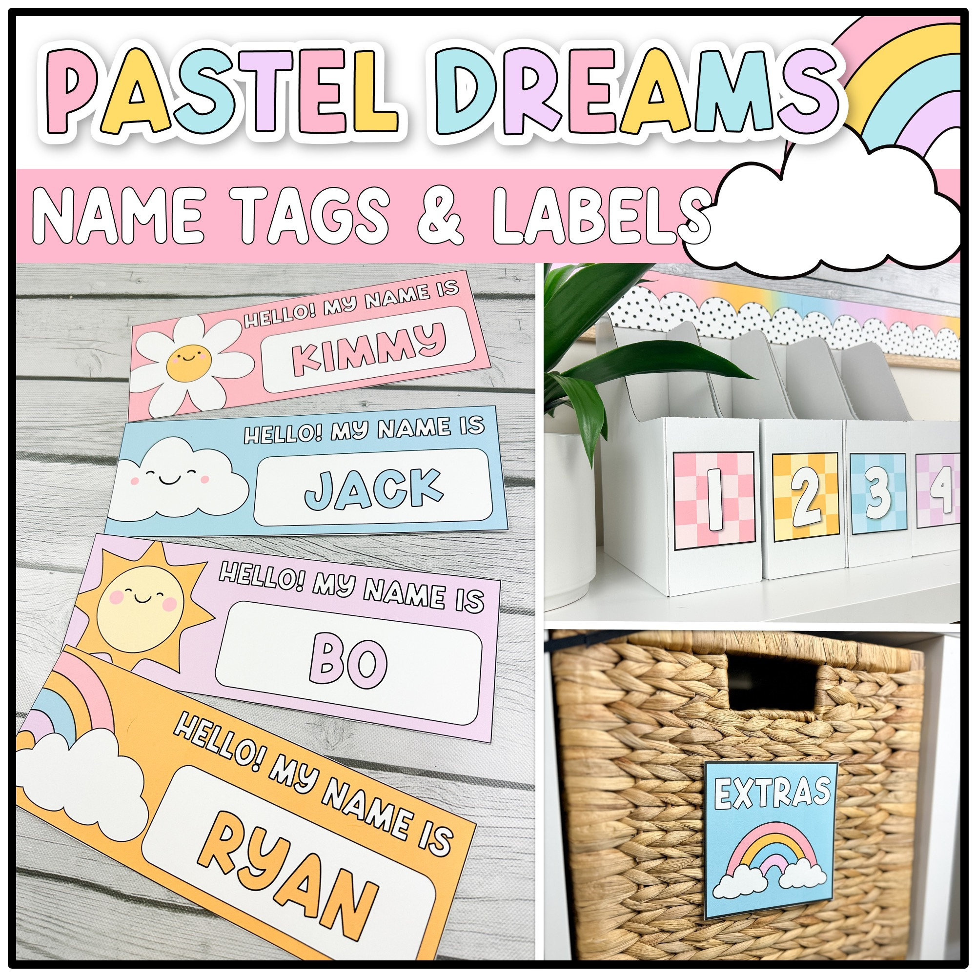 Editable Name Tags Vintage Printable Groovy Retro Theme: Editable Name