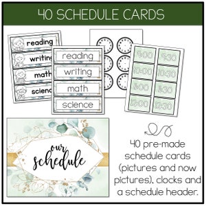 Eucalyptus and Gold Classroom Decor | Classroom Schedule - Etsy