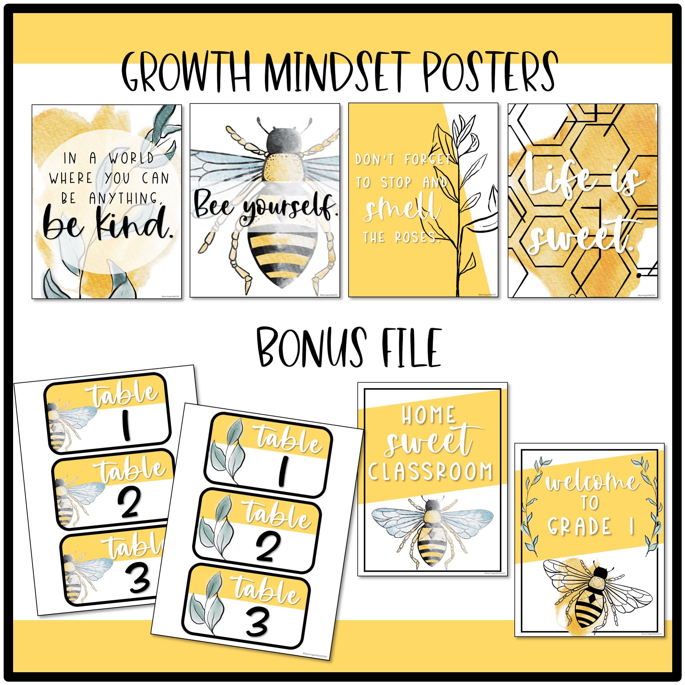 Bee Classroom Decor Bundle Editable - Etsy