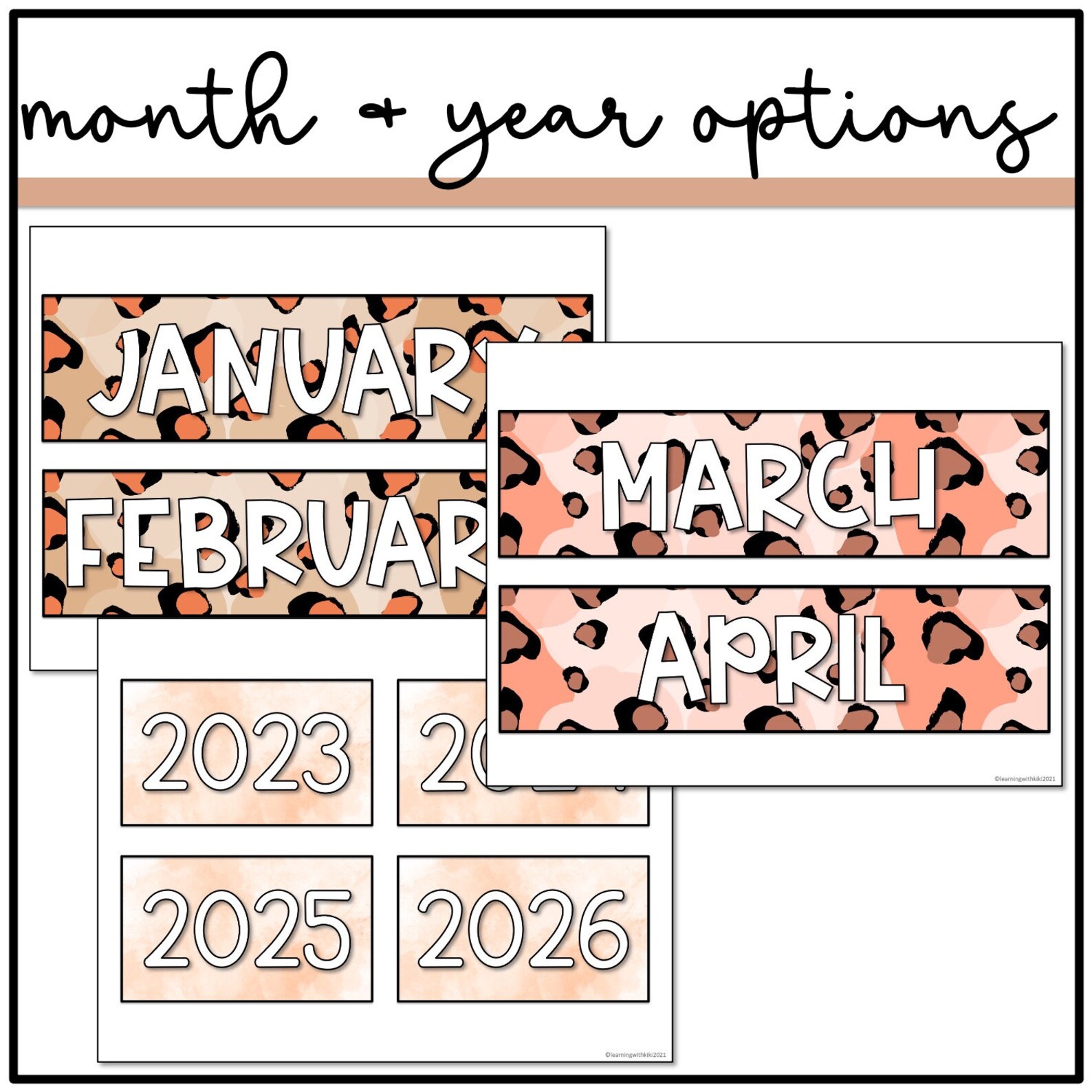 Modern Leopard Calendar, Pocket Chart, Cheetah Classroom Decor ...