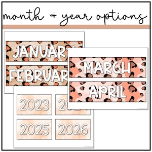 Modern Leopard Calendar, Pocket Chart, Cheetah Classroom Decor ...
