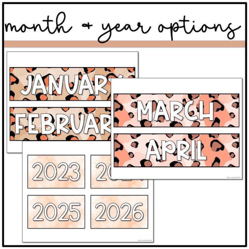 Modern Leopard Calendar, Pocket Chart, Cheetah Classroom Decor ...
