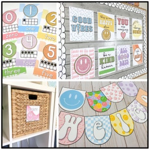 Retro Pastel Classroom Decor Bundle | Editable - Etsy