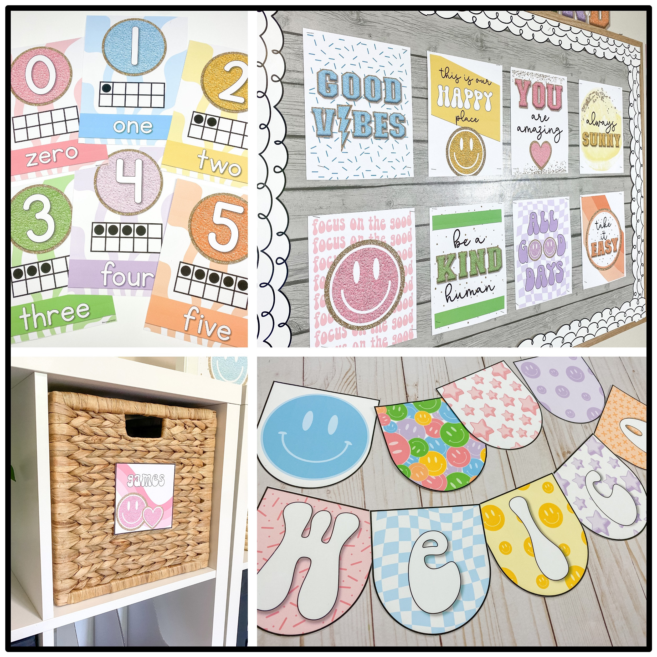 Retro Pastel Classroom Decor Bundle | Editable - Etsy Canada