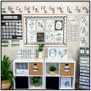 Eucalyptus and Gold Classroom Decor Bundle Editable Botanical - Etsy