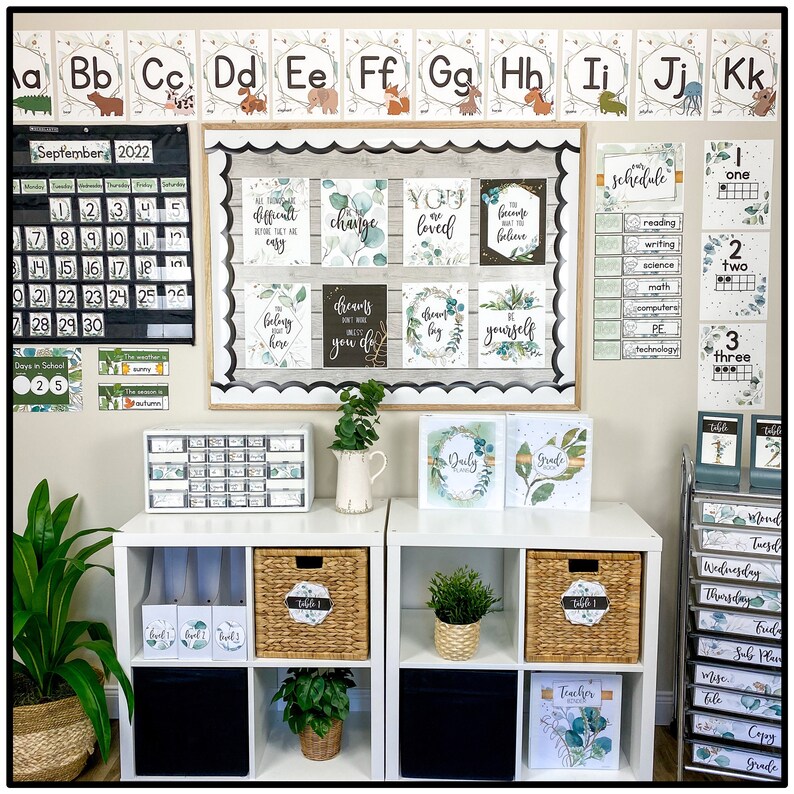Eucalyptus and Gold Classroom Decor Bundle Editable - Etsy