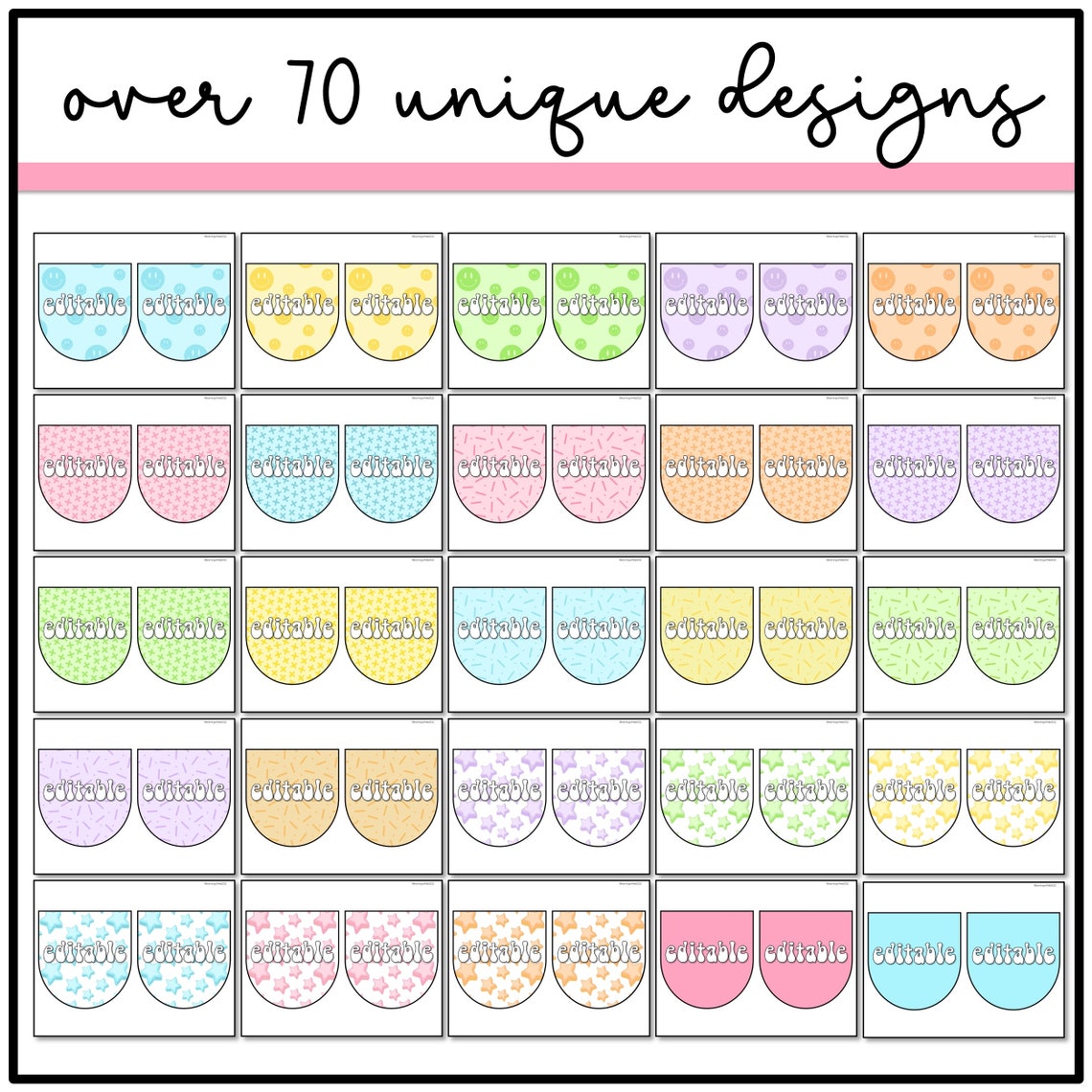 Retro Pastel Banner Bunting Bulletin Board Smile - Etsy