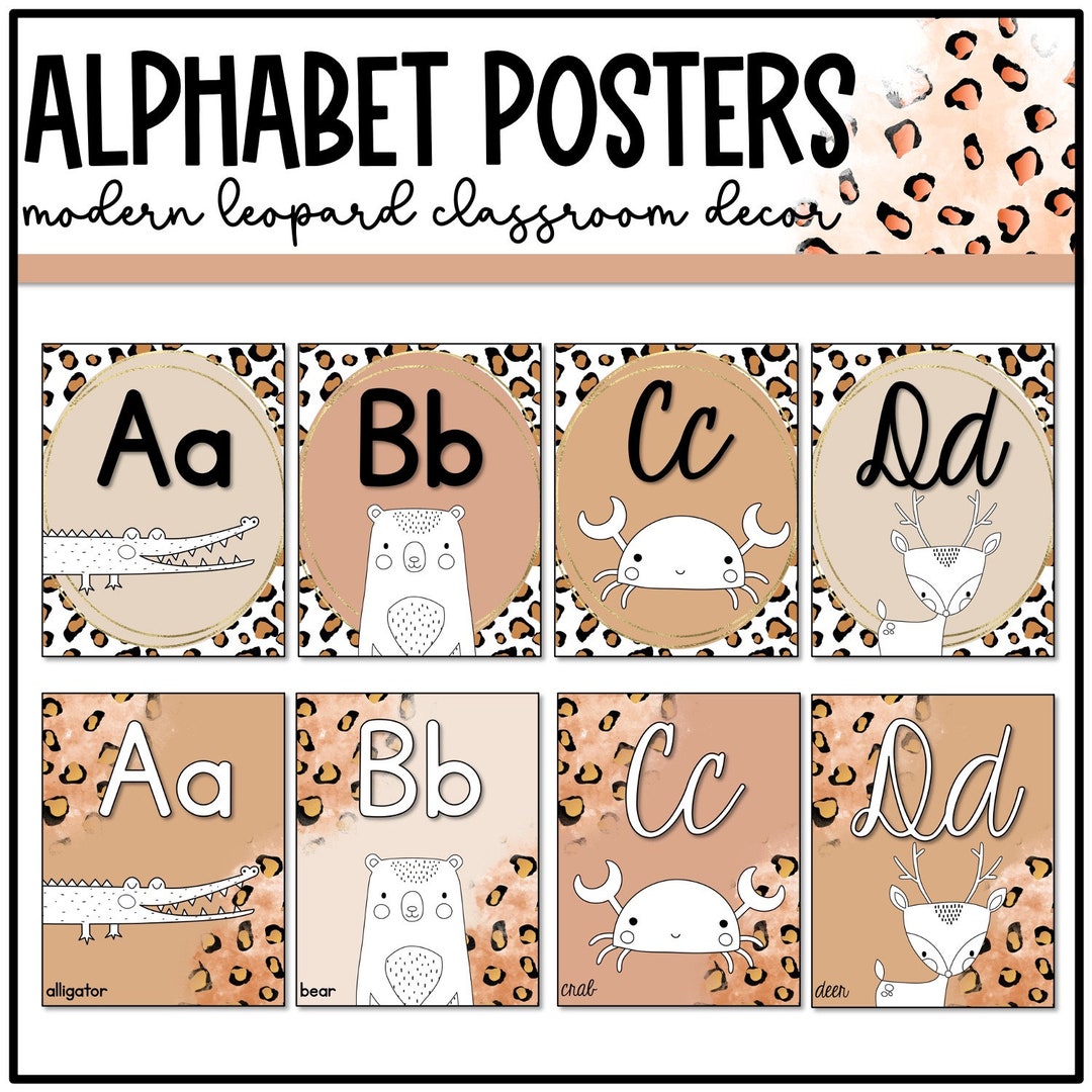 Modern Leopard, Alphabet Posters, Cheetah Classroom Decor, Editable - Etsy