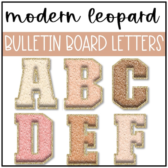 Modern Leopard Bulletin Board Letters Neutral Varsity Patch - Etsy