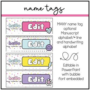 Happy Brights Name Tags, Classroom Labels, Editable, Bright Classroom ...