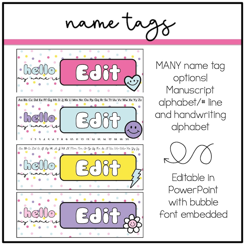 Happy Brights Name Tags, Classroom Labels, Editable, Bright Classroom ...