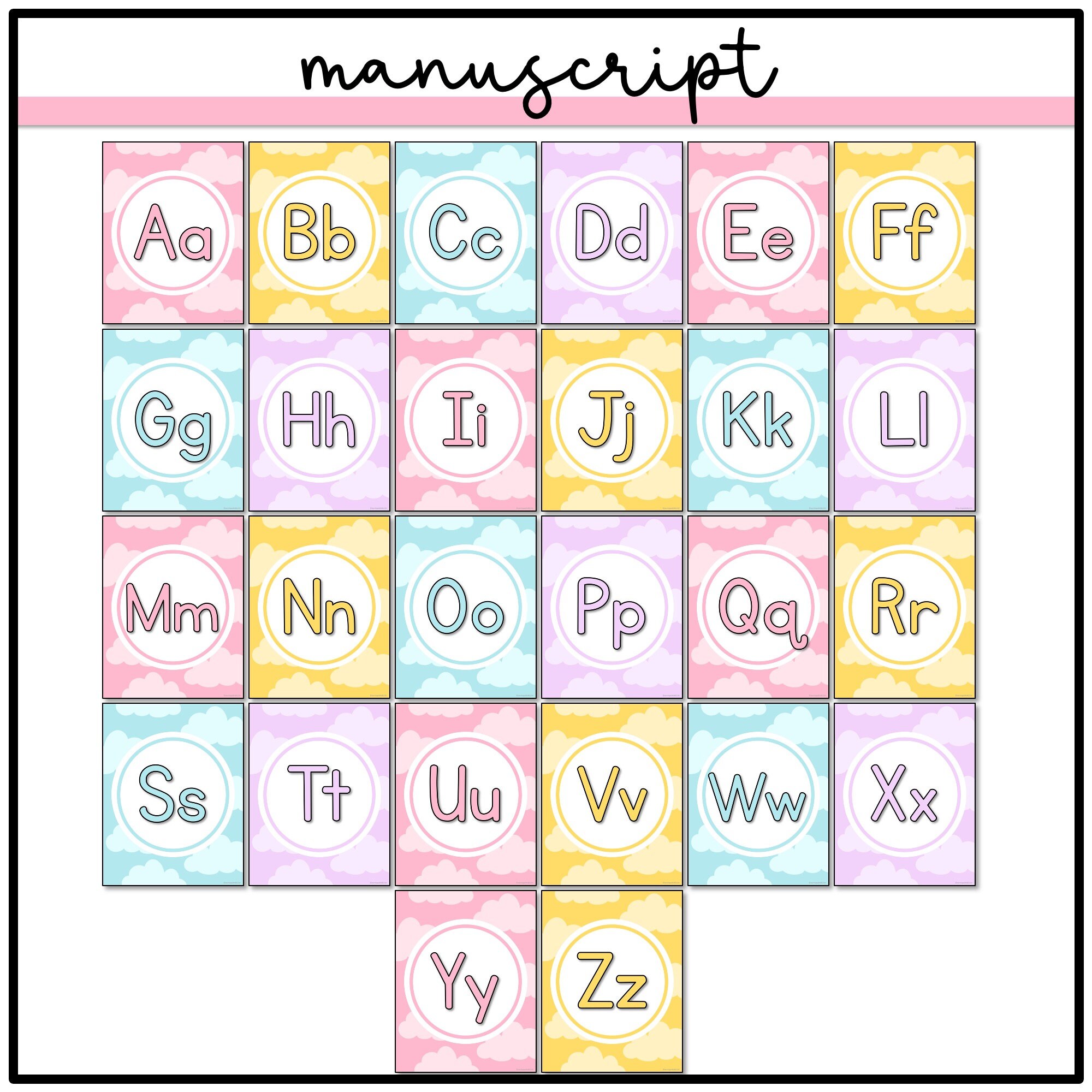 Pastel Dreams Alphabet Posters | Calm Classroom Decor - Etsy