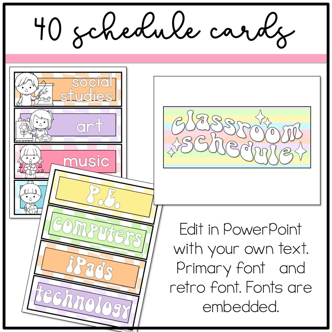 Retro Pastel Classroom Decor Classroom Schedule - Etsy