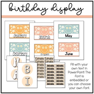 Boho Retro Birthday Display | Daisy Classroom Decor - Etsy