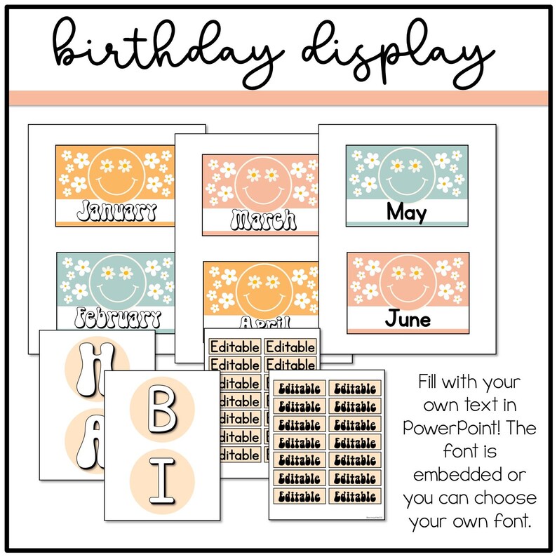 Boho Retro Birthday Display Daisy Classroom Decor - Etsy