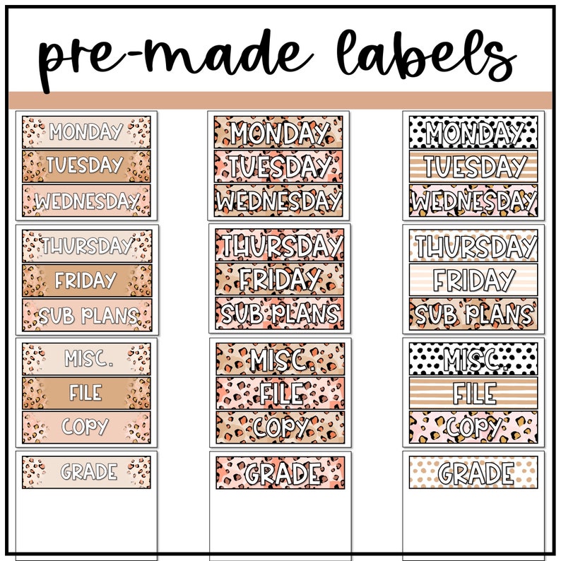 MODERN LEOPARD 10 Drawer Rolling Cart Labels Teacher Cart - Etsy