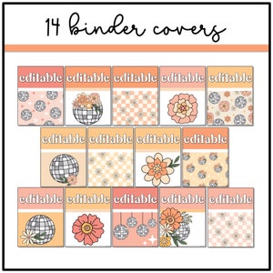 Disco Floral Binder Covers, Editable, Retro Groovy Classroom Decor ...