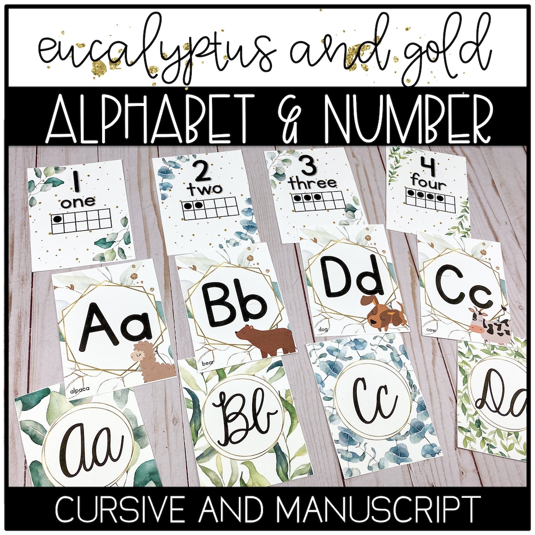 Eucalyptus and Gold Alphabet Posters Botanical Classroom - Etsy