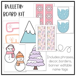 Winter Bulletin Board Kit, Classroom Decor, Snowman - Etsy