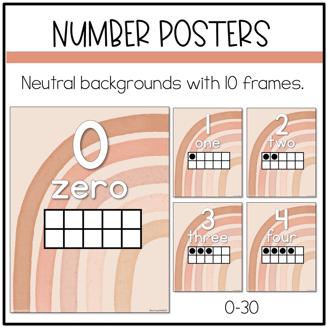 Boho Neutrals Number Posters Boho Rainbow Classroom Decor - Etsy