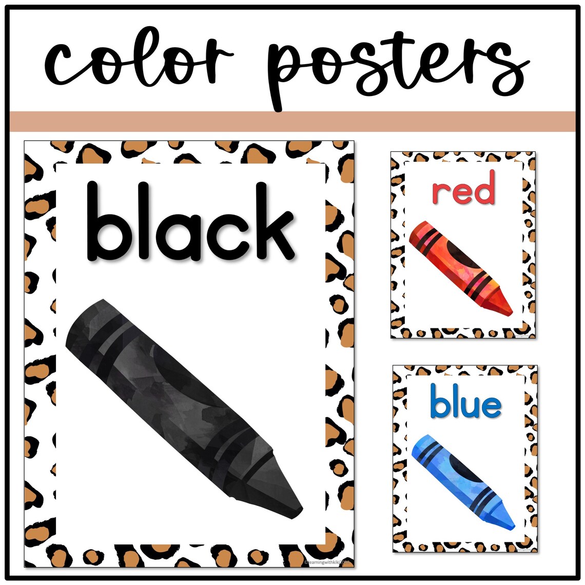 MODERN LEOPARD Shape and Color Posters Cheetah Classroom - Etsy