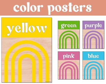 Carteles de color Boho Rainbow / Decoración neutral del aula Rainbow ...