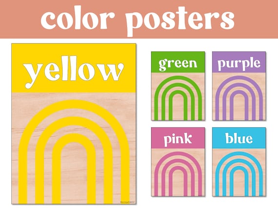 BOHO NEUTRALS Color Posters Boho Rainbow Classroom - Etsy