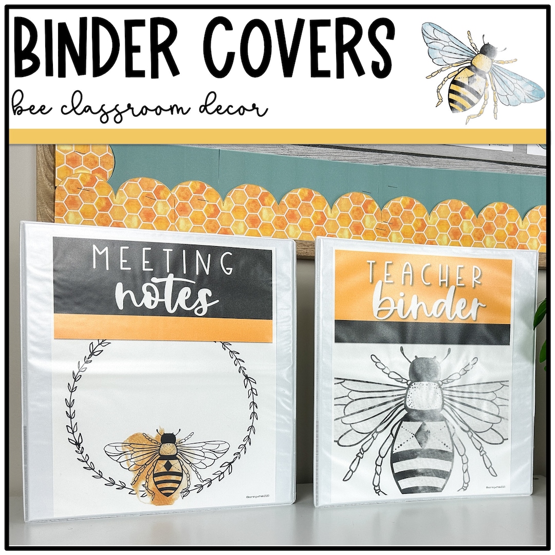 Bee Binder Covers | Editable | Bee and Eucalyptus Classroom Decor - Etsy