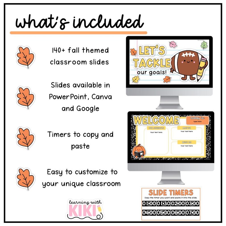 Fall Slides With Timers | Composition Notebook Decor | Powerpoint Canva ...