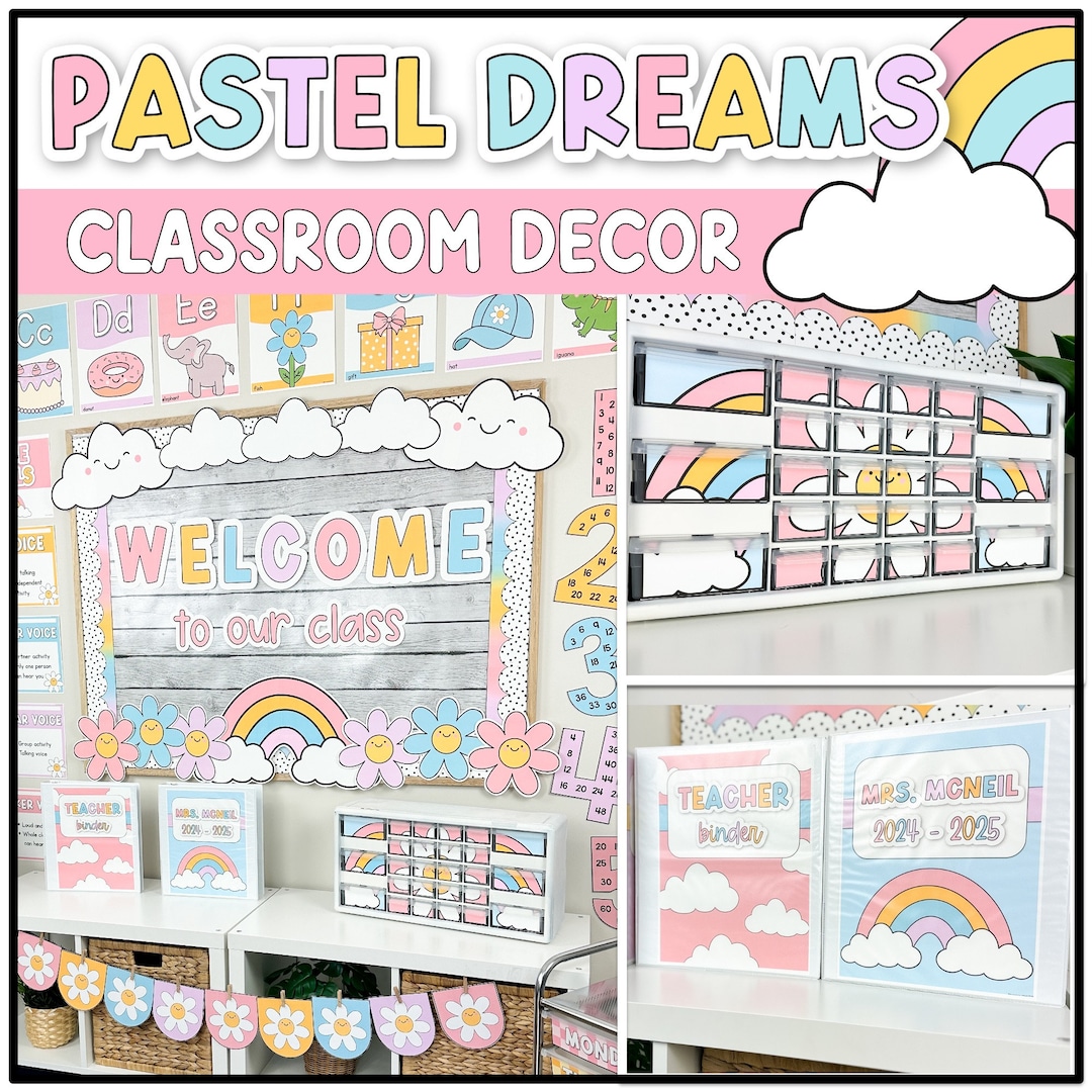 Pastel Dreams Decor Bundle | Editable | Theme | Rainbow Cloud ...