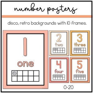 Disco Floral Number Posters, Retro Classroom Decor - Etsy