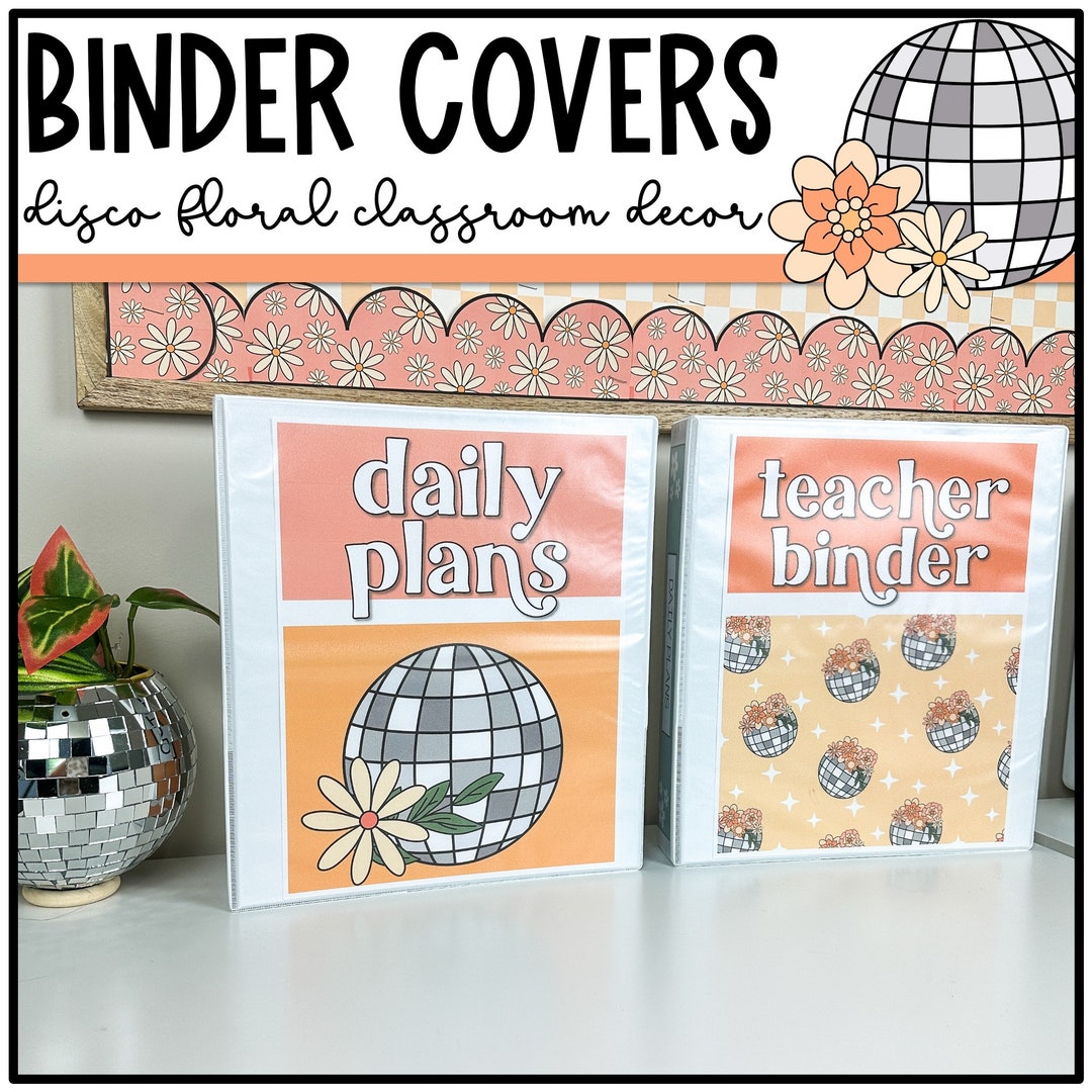 Disco Floral Binder Covers, Editable, Retro Groovy Classroom Decor ...