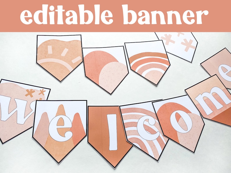 Boho Neutrals Classroom Decor Bunting Banner Bulletin - Etsy