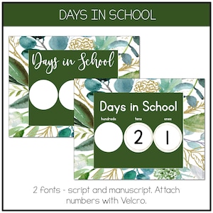 Eucalyptus and Gold Calendar | Pocket Chart | Botanical Classroom Decor ...