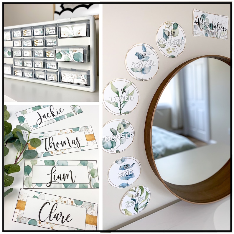 Eucalyptus and Gold Classroom Decor Bundle Editable - Etsy