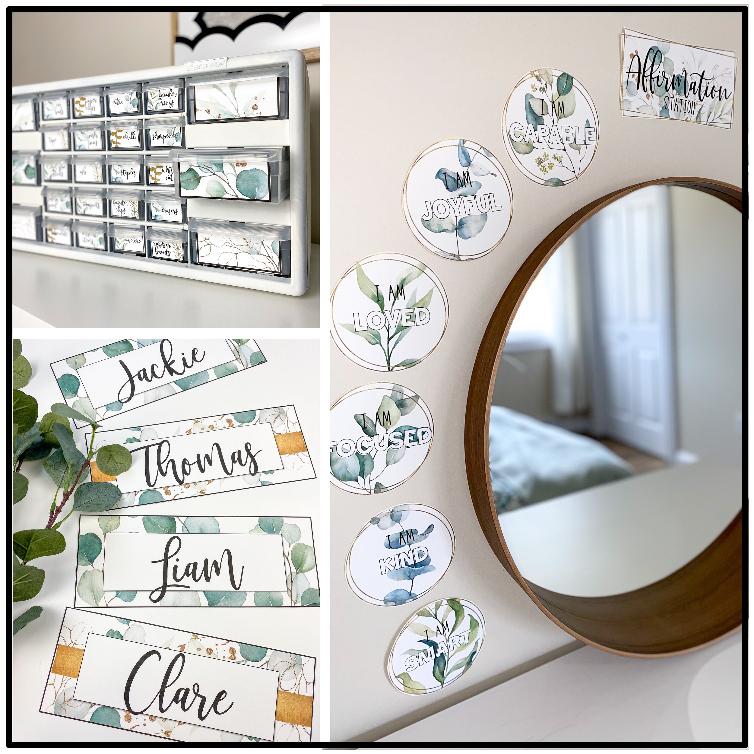 Eucalyptus and Gold Classroom Decor Bundle Editable - Etsy Australia