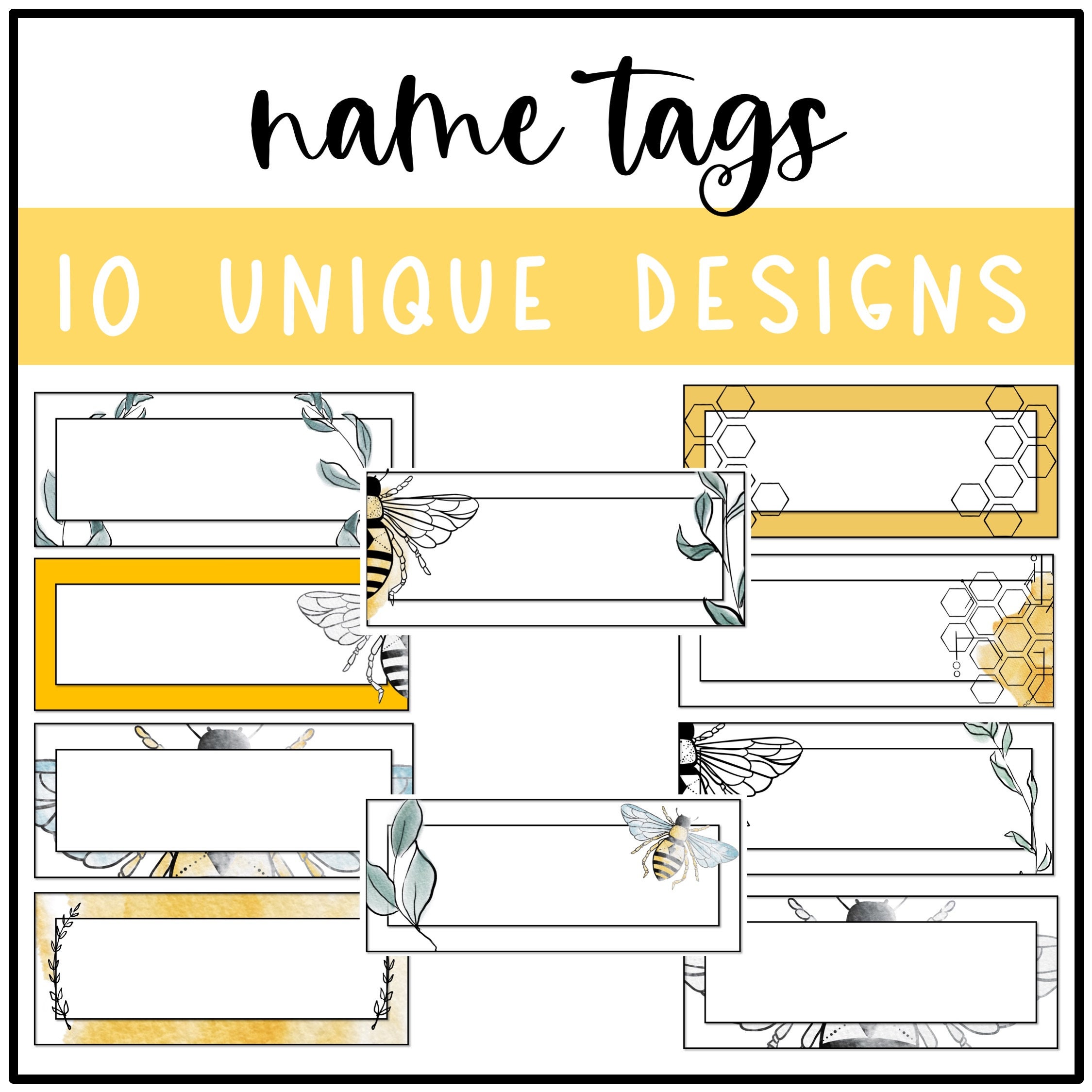 Bee Classroom Decor Name Tags Classroom Labels Editable - Etsy
