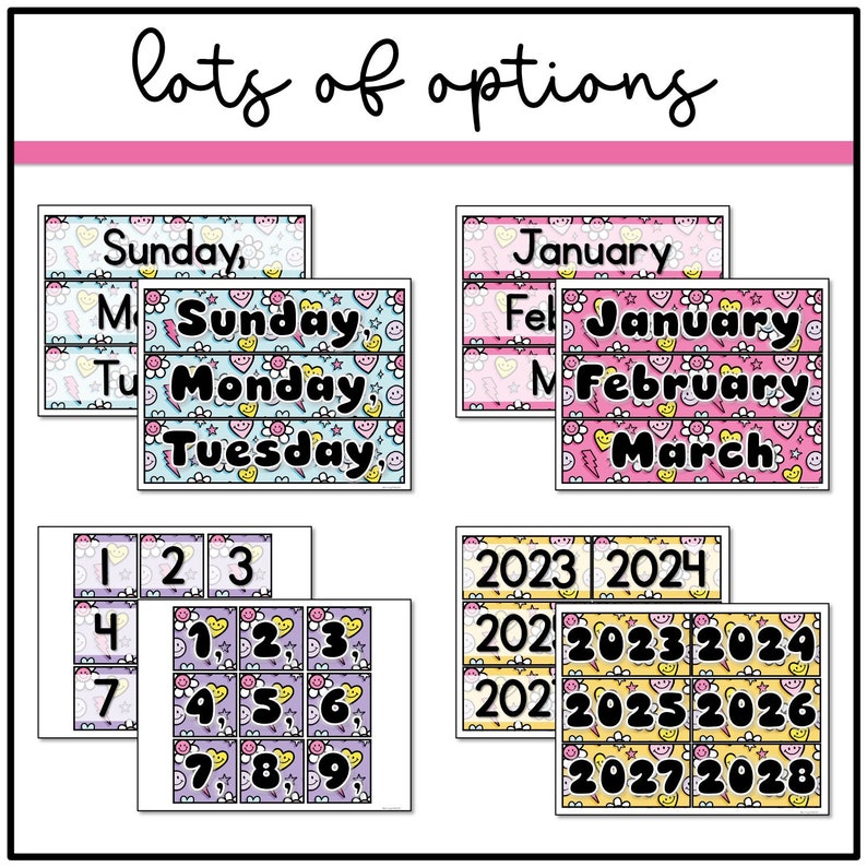 Flip Calendar | Happy Brights Classroom Decor | Editable - Etsy