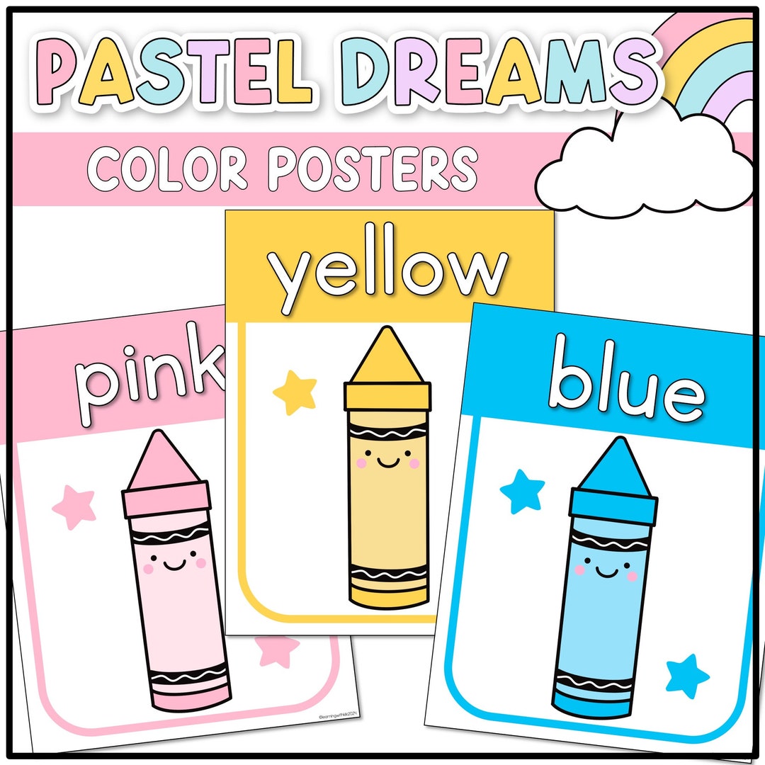 Pastel Color Posters | Crayon | Classroom Decor - Etsy