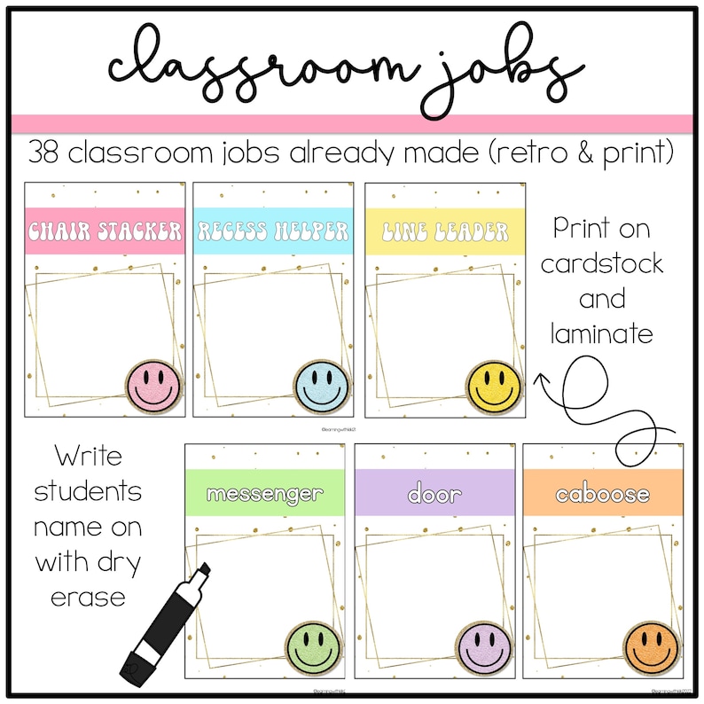 Retro Pastel Classroom Decor | Classroom Jobs for Students | Printables ...