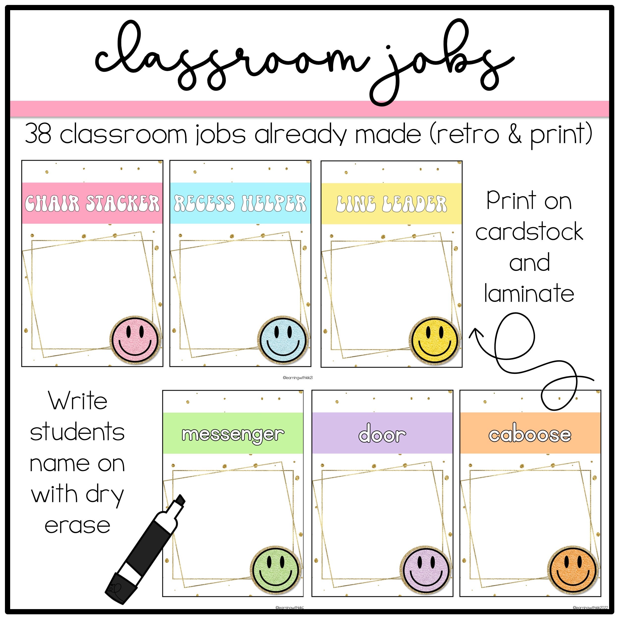 Retro Pastel Classroom Decor | Classroom Jobs for Students | Printables ...