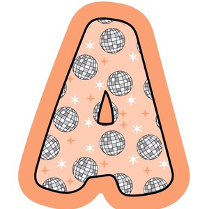 Disco Floral Bulletin Board Letters | A - Z, Letters and Numbers, Retro ...