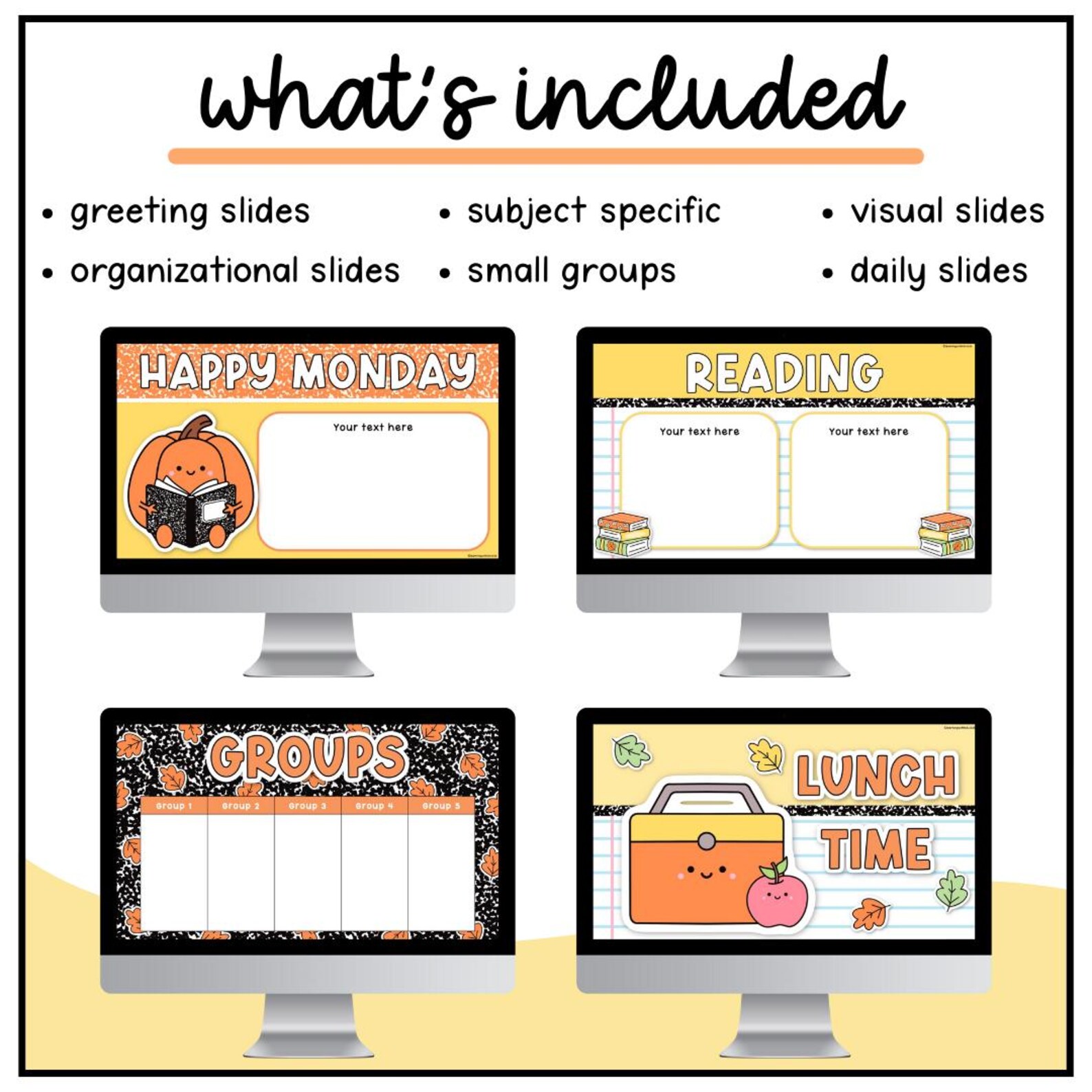 Fall Slides With Timers | Composition Notebook Decor | Powerpoint Canva ...