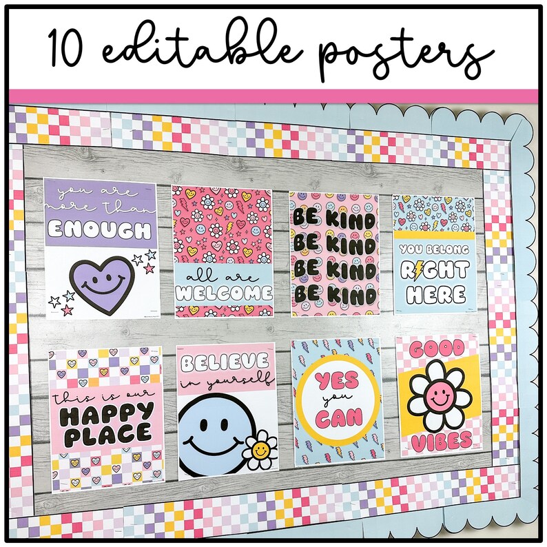 Happy Brights Classroom Posters Inspirational Retro Growth - Etsy